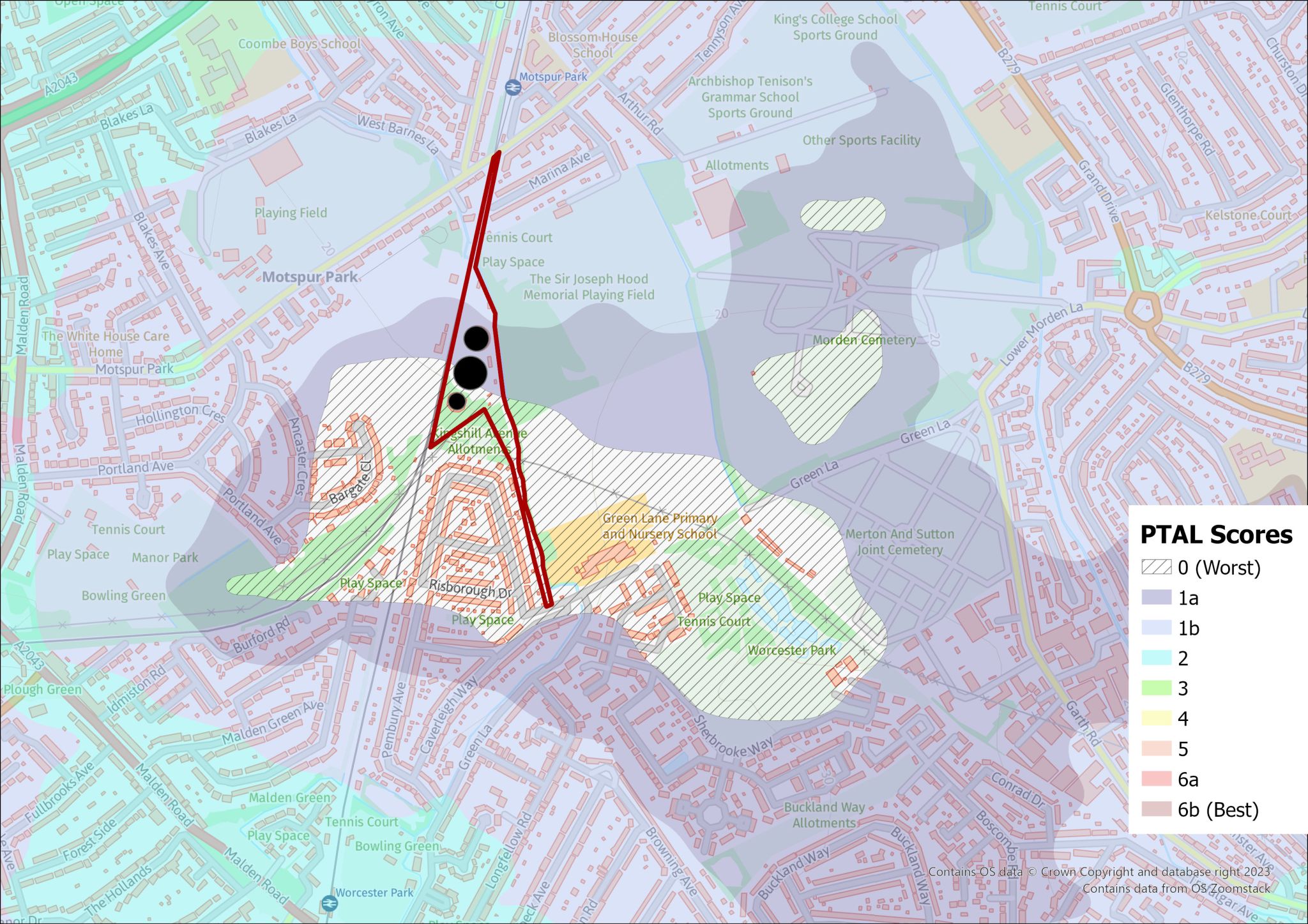 Public Transport Access Levels – Motspur Park Gasholders Watch